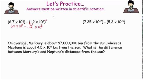 subtracting scientific notation youtube