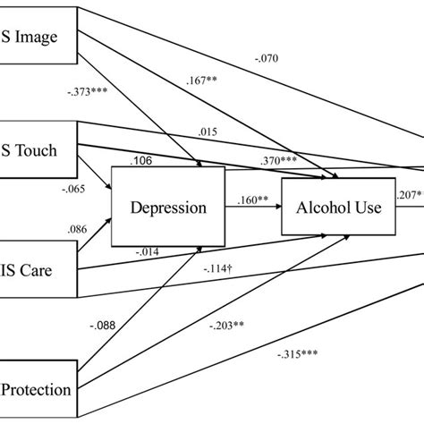 Path Model With Standardized Regression Coefficients Note †p