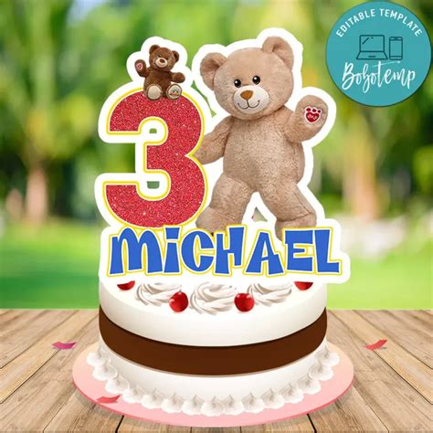 Build A Bear Birthday Cake Topper Template Printable Createpartylabels