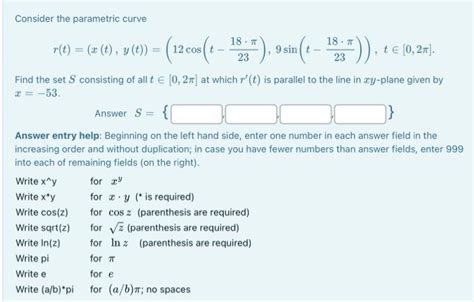 Solved Consider The Parametric Curve