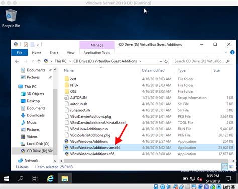 install virtualbox guest additions in windows server 2019