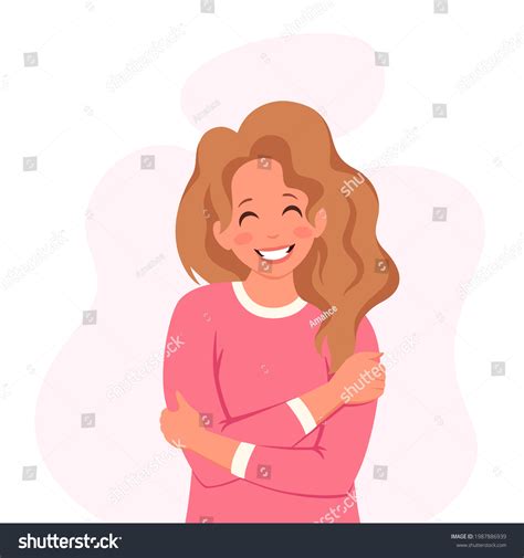 Love Yourself Woman Hugging Herself Self Stock Vector Royalty Free