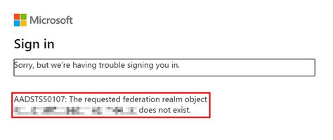 the requested federation realm object does not exist when