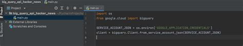 connect to bigquery with the python api client example script census