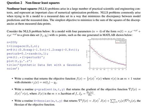Question 2 Non Linear Least Squares Nonlinear Least