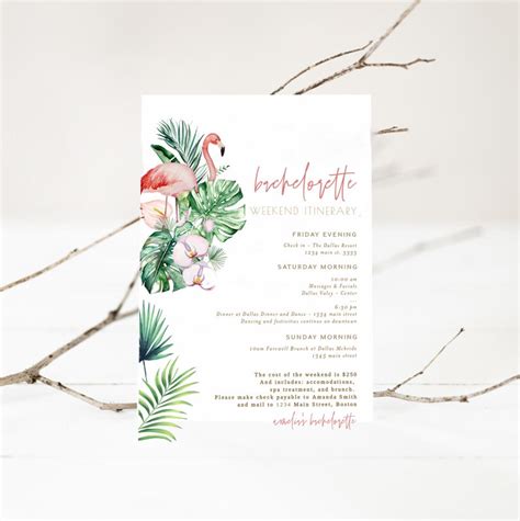 Flamingo Bachelorette Invitation Template Flamingle Etsy