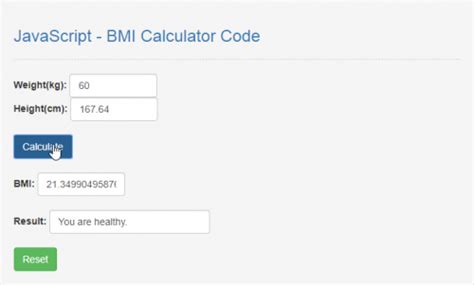 javascript bmi calculator code free source code and tutorials