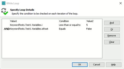 while loop operation testcomplete documentation