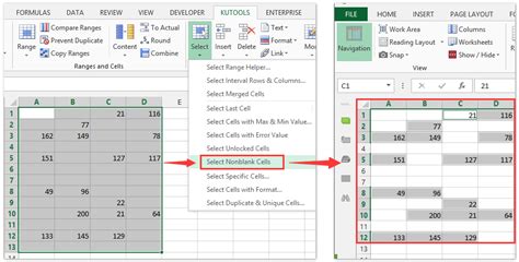 how to select non blank cells in a range in excel
