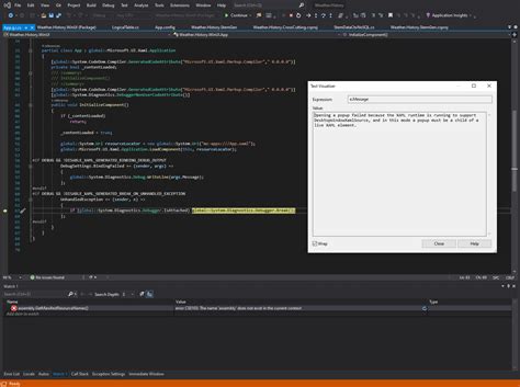 exception thrown in exe microsoft c exception winrt hresult error