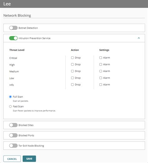 configure network blocking in watchguard cloud