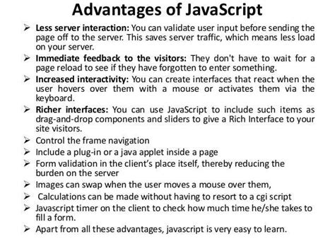 what are the most what are the advantages of javascript