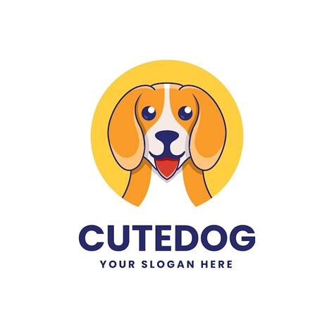 Modelo De Logotipo De Mascote De Cachorro Fofo Vetor Premium