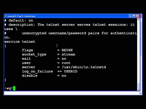 how to configure telnet for root sessions linux root session
