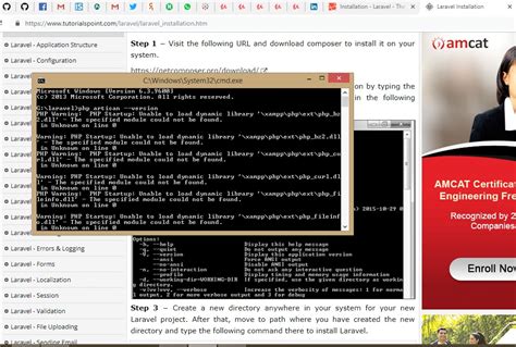 installation of laravel php framework