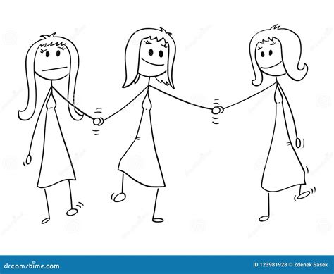 Cartoon Lesbian Women Couple Kissing And Loving Vector Illustration
