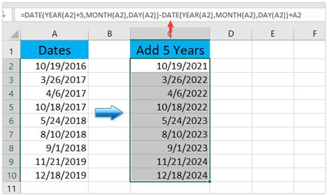 how to add or subtract days months and years to date in excel