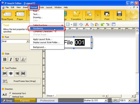 how to use the numbering function p touch editor 5 0 for windows