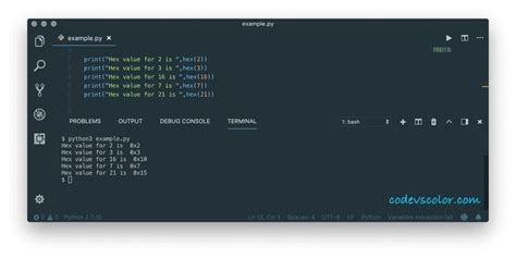 convert an integer or float to hex in python codevscolor