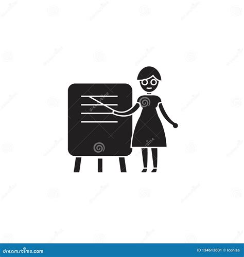Woman Teacher Black Vector Concept Icon Woman Teacher Flat