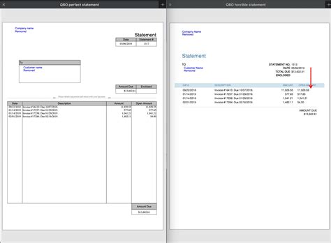 why is the balance column on customer statements left