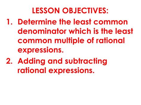 Ppt Adding And Subtracting Rational Expressions Lesson 32 Powerpoint
