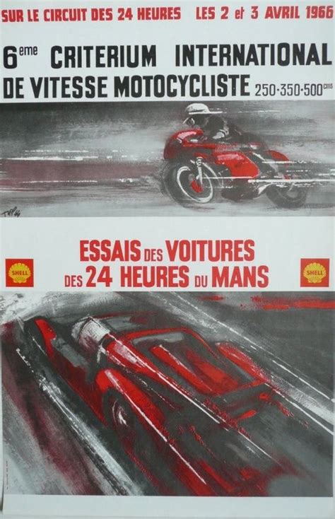 Affiche Originale Essais Des 24 Heures Du Mans 2 Et 3 Avril 1966