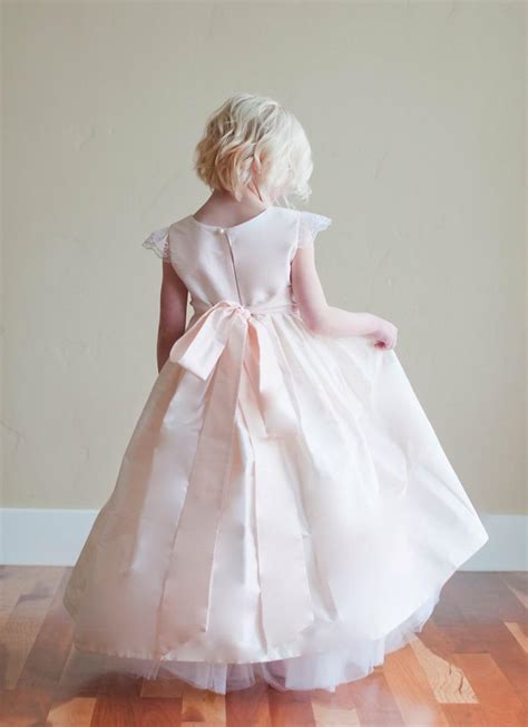 Flower Girl Dress Silk Flower Girl Dress Blush Pink Flower Girl Dress