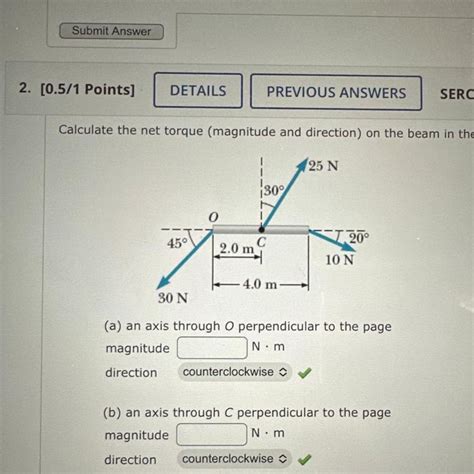 Calculate The Net Torque Magnitude And Direction On The Beam In The