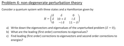 Solved Problem 4 Non Degenerate Perturbation Theory