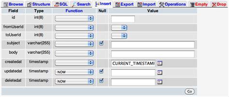 database mysql phpmyadmin timestamp always executes now function