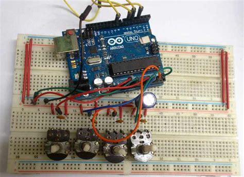 arduino robotic arm construction breadboard setup