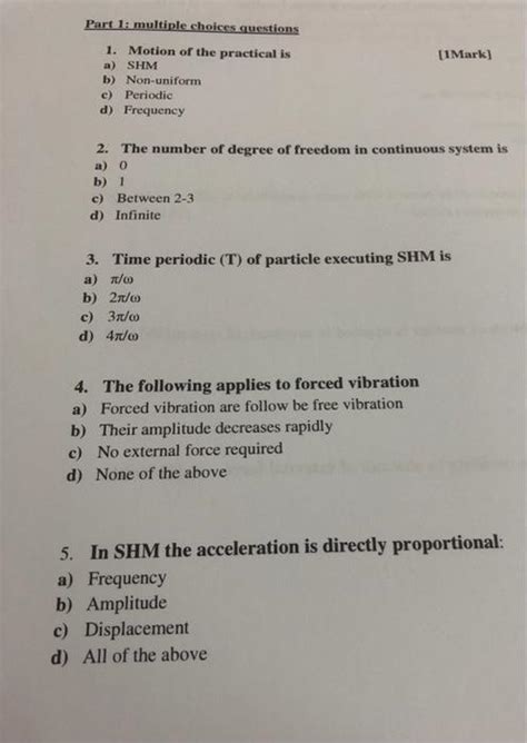 Solved Part 1 Multiple Choices Questions [1mark 1 Motion