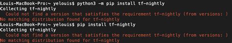 python pip is not installing tensorflow nightly mac stack overflow