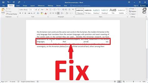 how to fix spacing in word on the sifr tersphere
