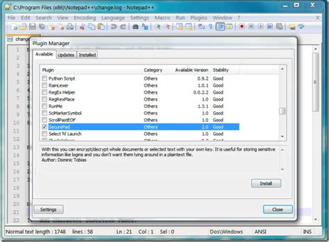 encrypt notepad text documents with securepad plugin