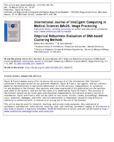 Pdf Empirical Robustness Evaluation Of Dna Based Clustering Methods