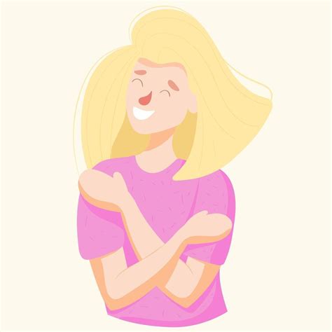Self Love Concept Girl Hugs Herself 2130494 Vector Art At Vecteezy