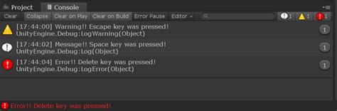 unity console javatpoint