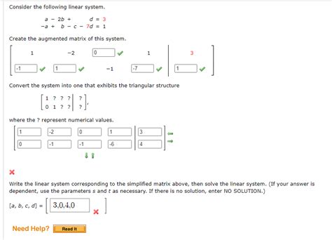 solved consider the following linear system a 2b d 3