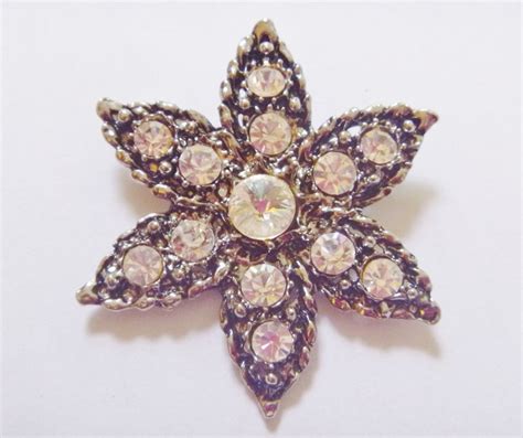 Vintage 1980s Swarovski Crystal Flower Brooch Large Etsy Pink