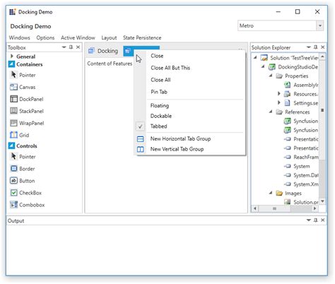 mdi tdi functionalities in wpf docking control syncfusion