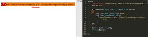 getting error in php activerecord config initialize stack overflow