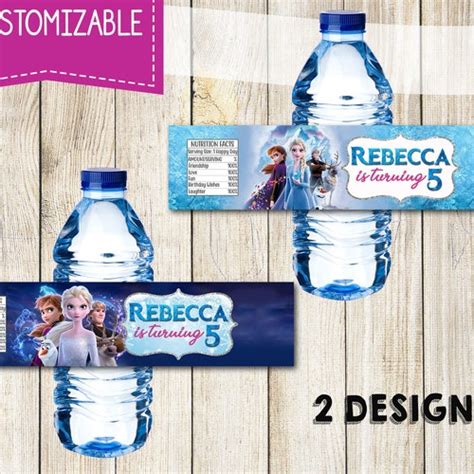 Frozen Water Bottle Labels Frozen Party Label Anna Elsa Etsy
