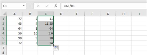 how to divide in excel easy formulas