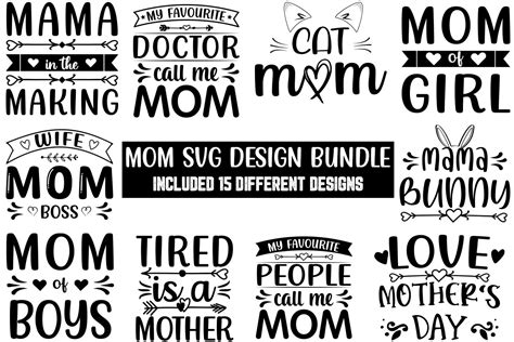 Mom Svg Design Bundle Silhouette Graphic By Teesdesign · Creative Fabrica
