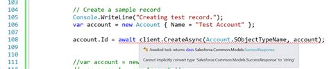 [salesforce] cannot implicitly convert type ‘salesforcemon models