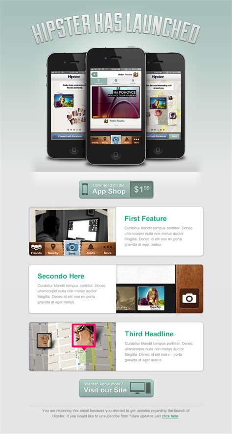 design a clean launch email for a mobile app