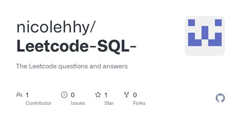 github nicolehhy leetcode sql the leetcode questions and answers