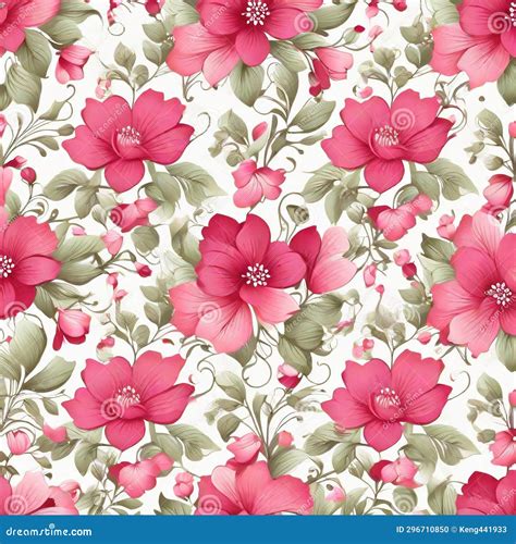 Beautiful Floral Flower Seamless Pattern Background For Premium Ai